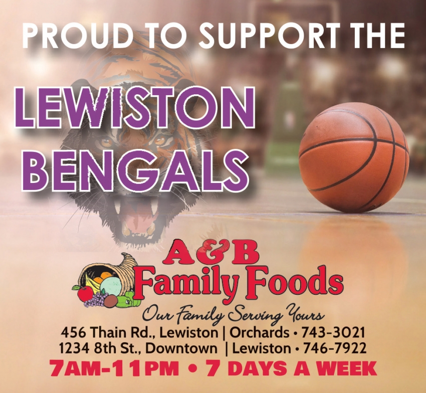 Proud to Support the Lewiston Bengals, A&B Family Foods, Lewiston, ID