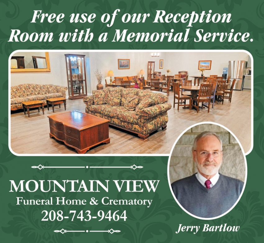 Free Use of Our Reeption Room with a Memorial Service, Mountain View ...